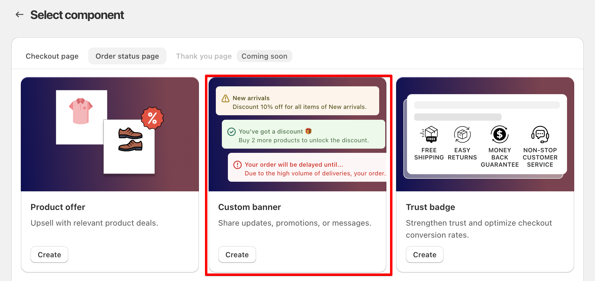 Custom banner - Order status page - Blockify Knowledge Base